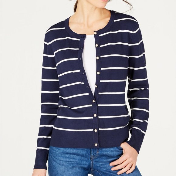 Charter Club | Sweaters | Charter Club Striped Button Down Cardigan Xxl ...